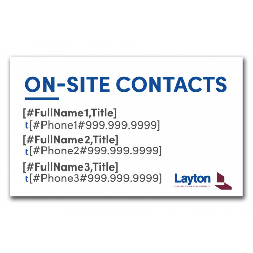 On-Site Contact, Entrance Sign, 3 NAMES (30" x 18" banner)